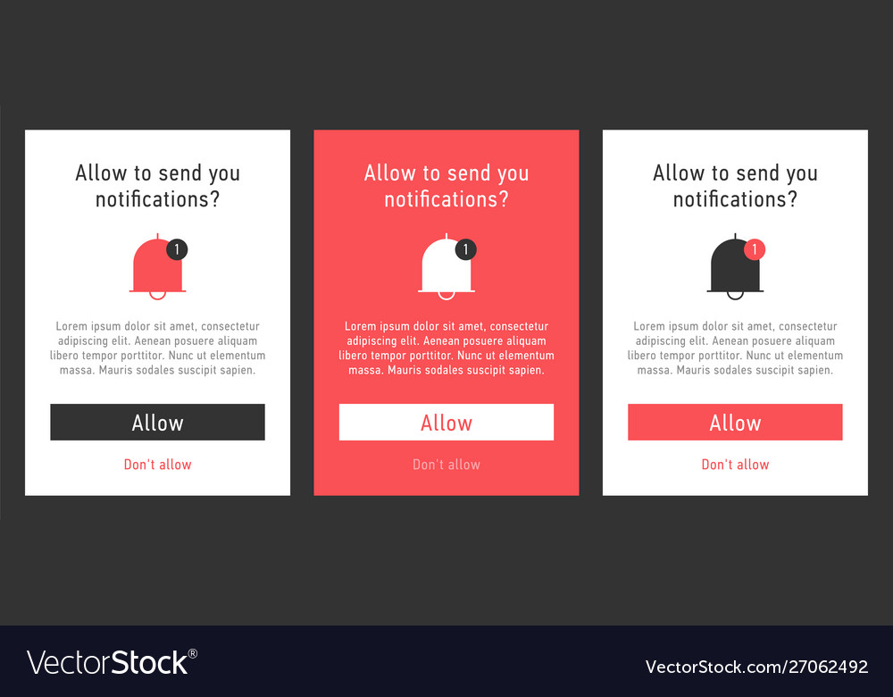 Notification-bell-cards-ui copy Royalty Free Vector Image