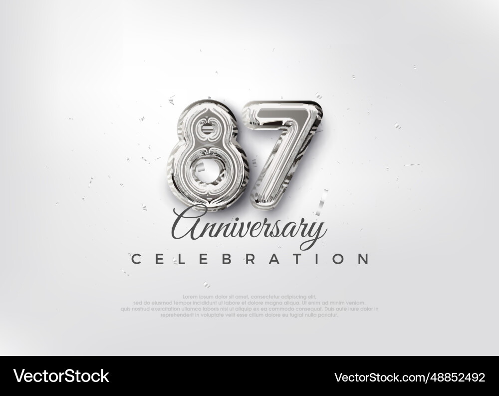 Silver balloon number premium 87th anniversary Vector Image