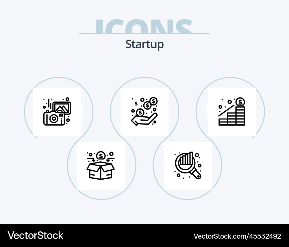 Startup line icon pack 5 icon design photography Vector Image