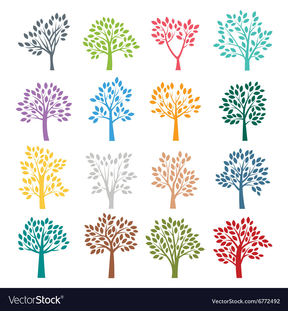Stylized tree collection Royalty Free Vector Image