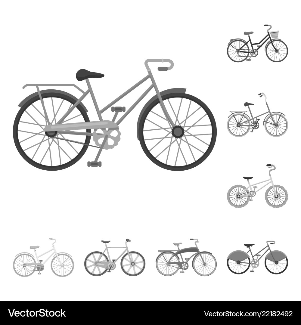 Various bicycles monochrome icons in set Vector Image