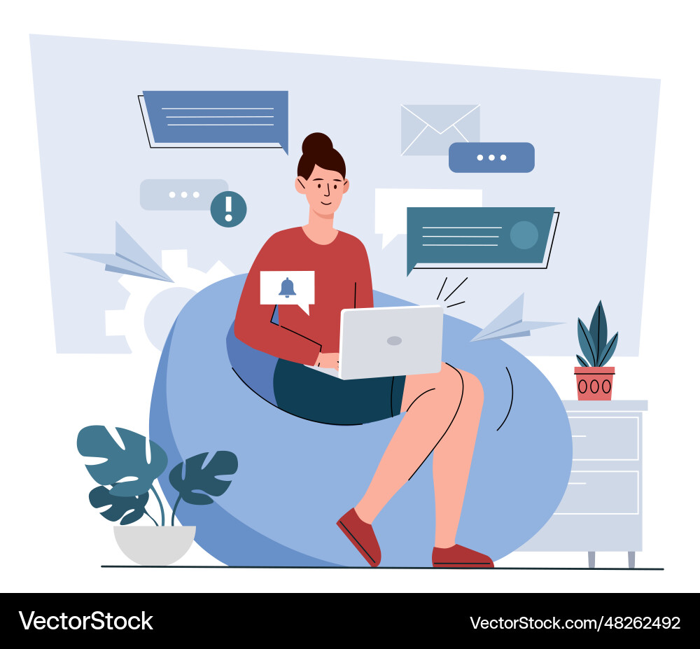 Woman with instant information concept Royalty Free Vector