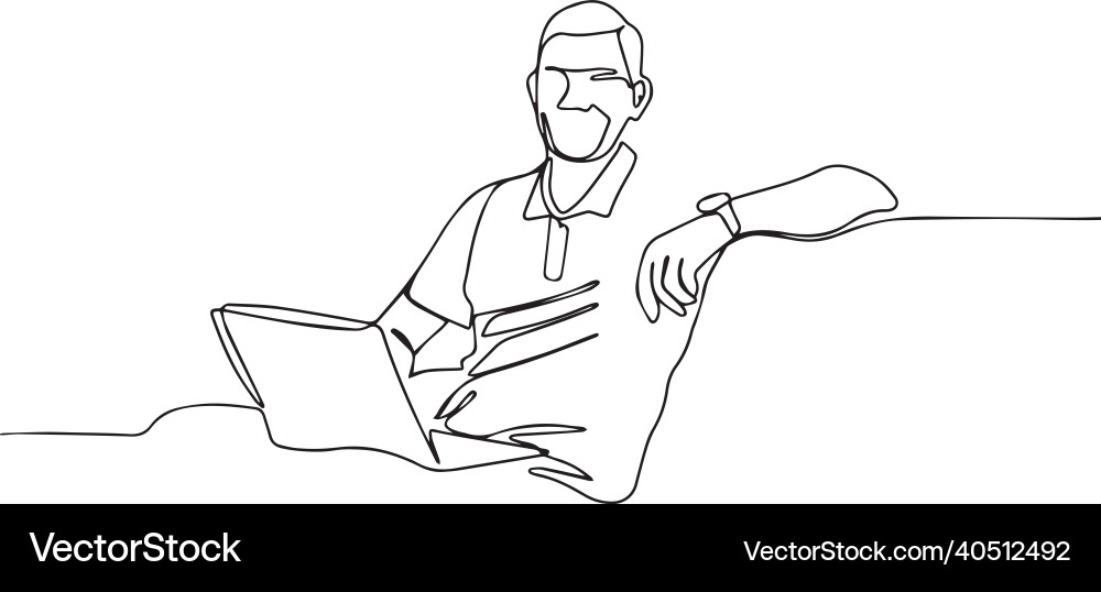 Young man working with laptop at home Royalty Free Vector