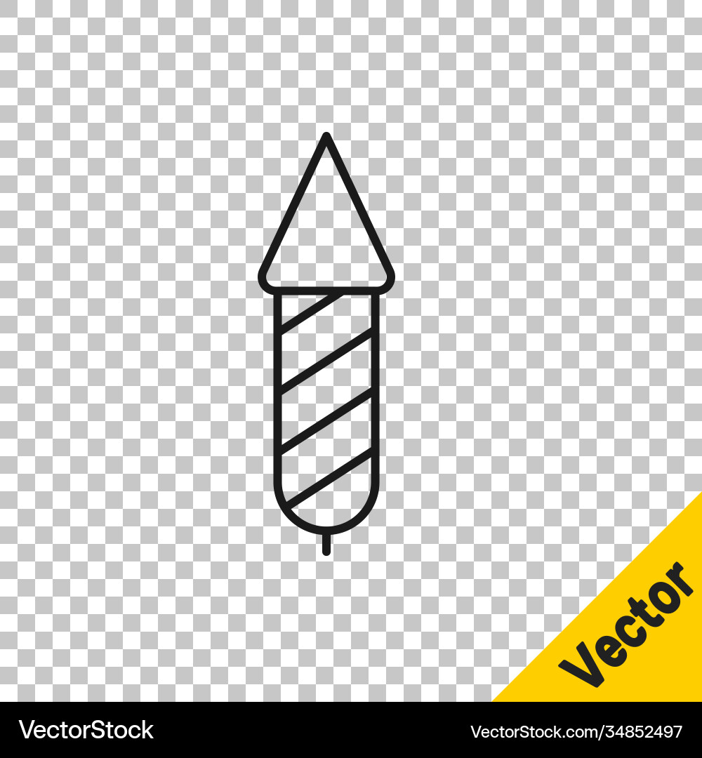 Black line firework rocket icon isolated Vector Image