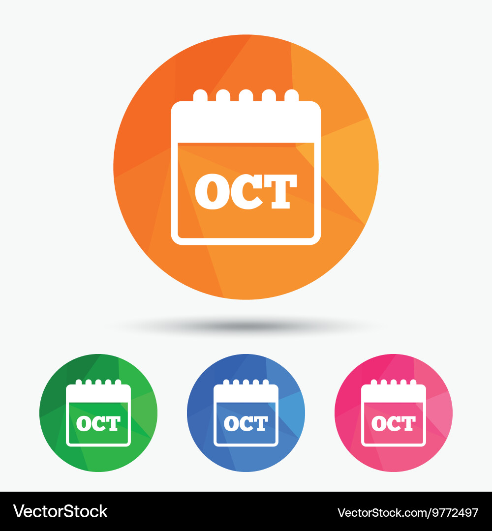 Calendar sign icon october month symbol Royalty Free Vector