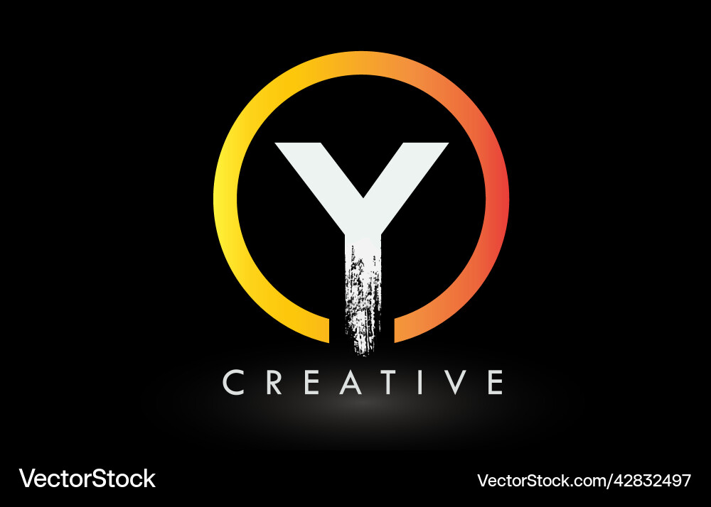Circular white y brush letter logo design Vector Image