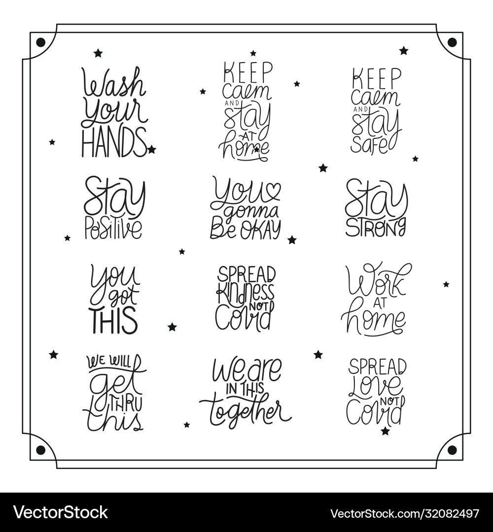 Covid19 19 virus lettering set design Royalty Free Vector