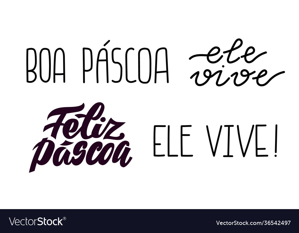 Feliz pascoa - happy easter set in portuguese Vector Image