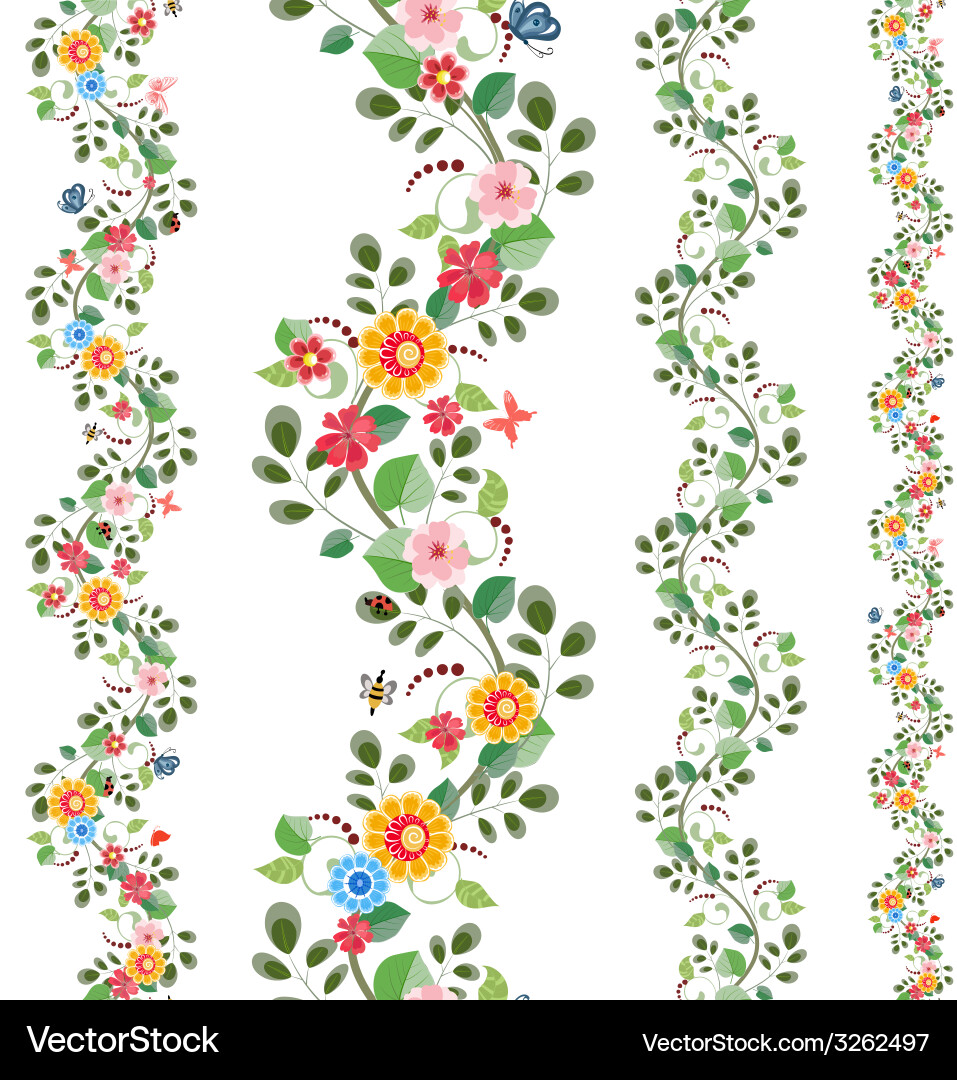 Floral set seamless borders for your design Vector Image
