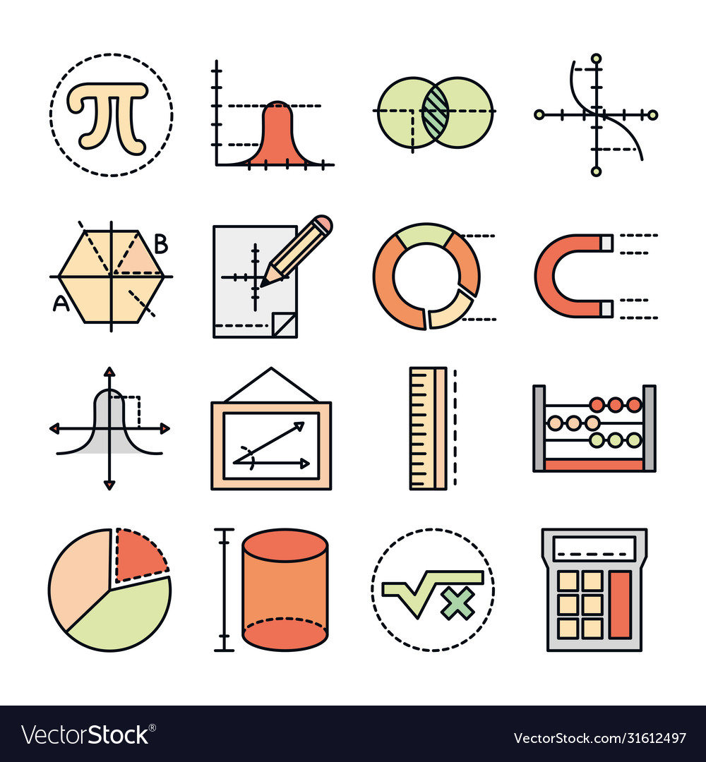 Math education school science icons collection Vector Image