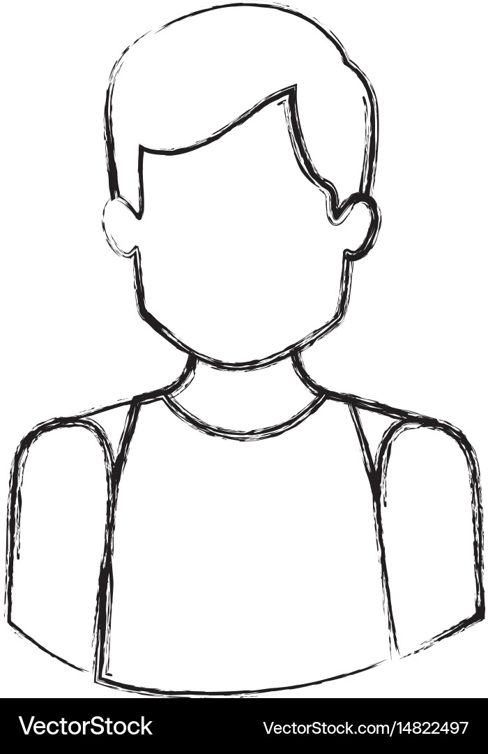 Monochrome blurred contour with half body Vector Image