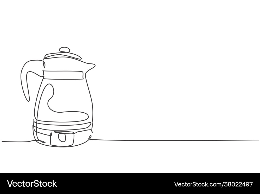 One single line drawing stainless steel kettle Vector Image