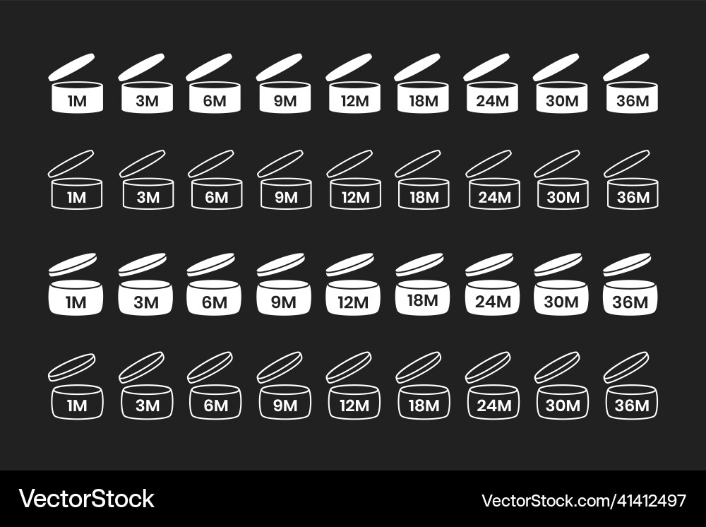 Period after open icon sign set flat style Vector Image