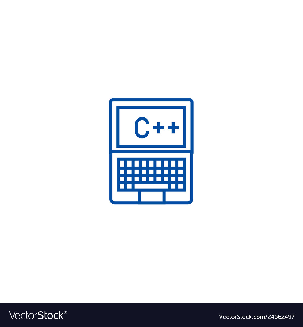 Programming coding c plus line icon concept Vector Image