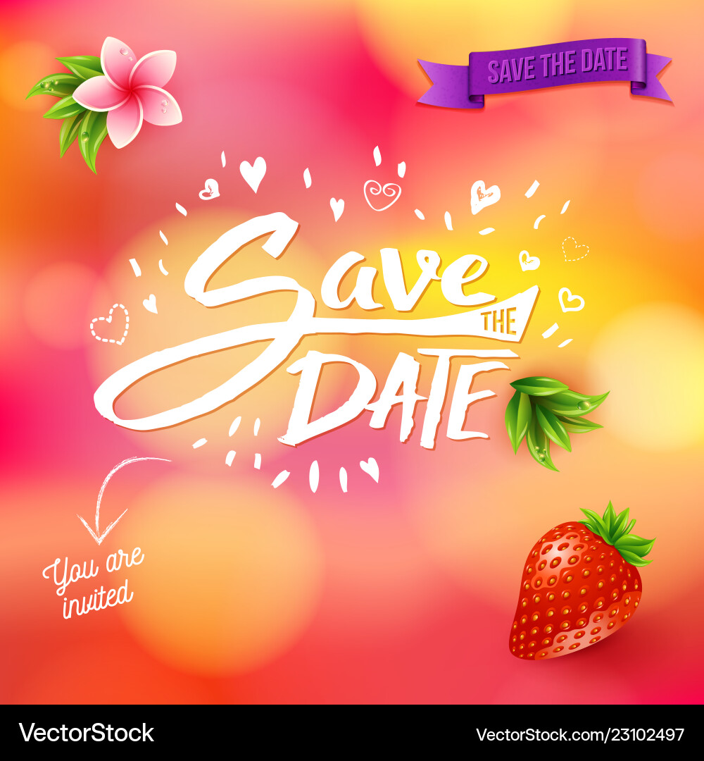 Save the date placeholder text written in white Vector Image