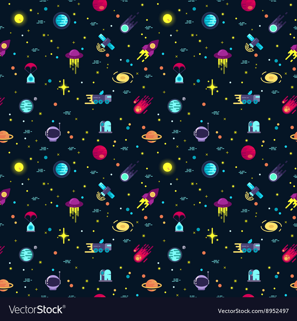 Space seamless pattern with planets Royalty Free Vector
