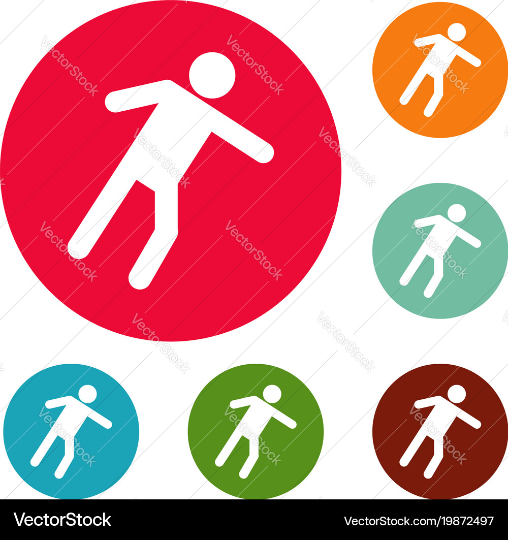 Stick figure stickman icons circle set Royalty Free Vector