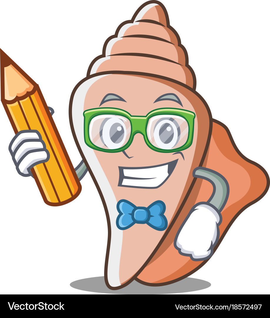 Student cute shell character cartoon Royalty Free Vector