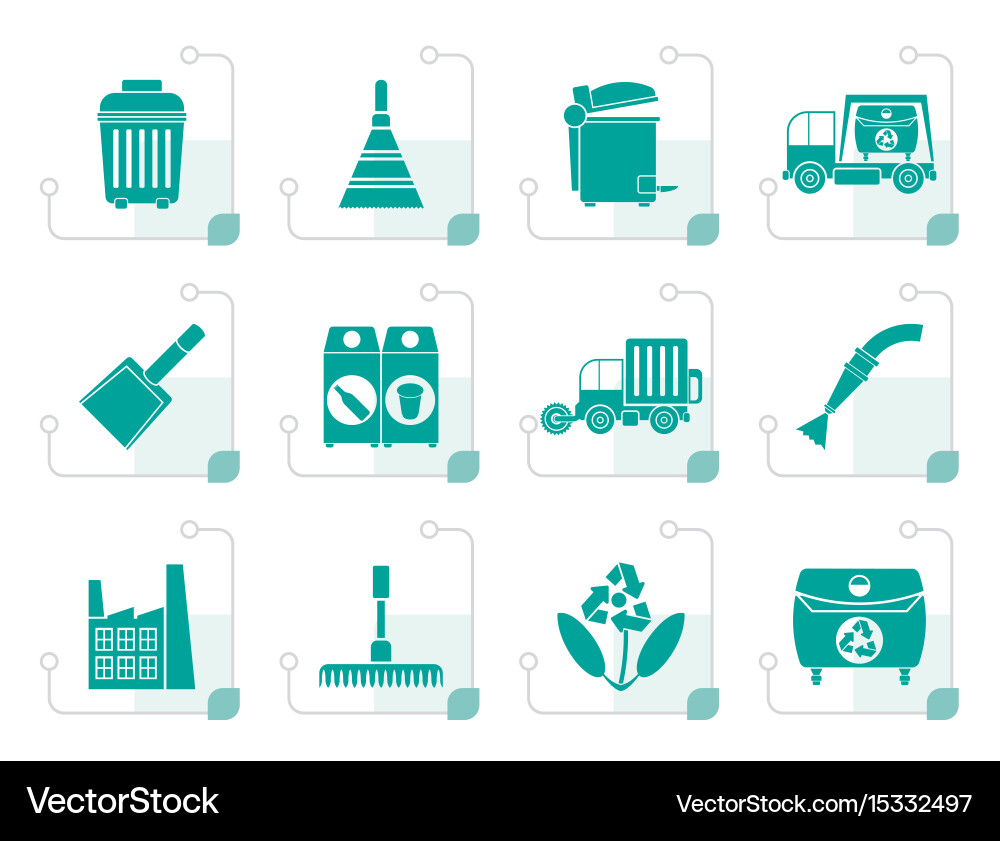Stylized cleaning industry and environment icons Vector Image