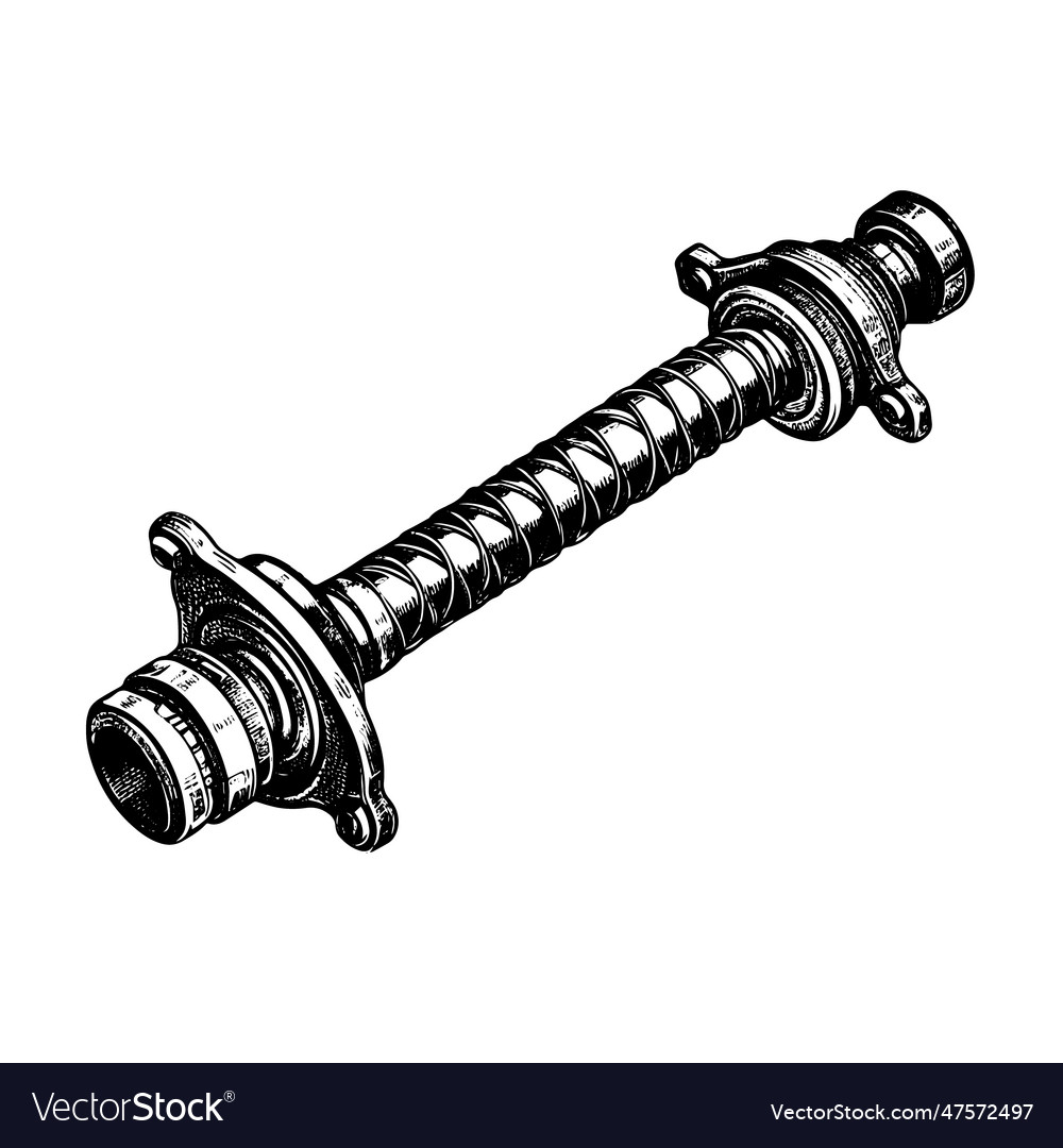 Tie rod drawing isolated hand drawn engraved style
