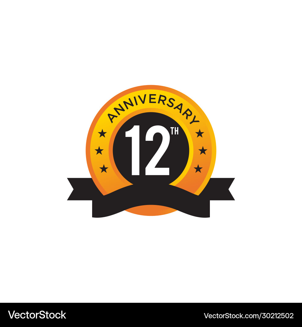 12th year anniversary emblem logo design template Vector Image