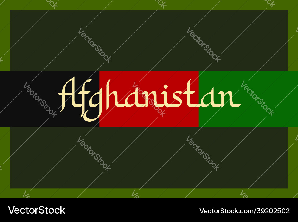 Afghanistan typography word on the flag Royalty Free Vector