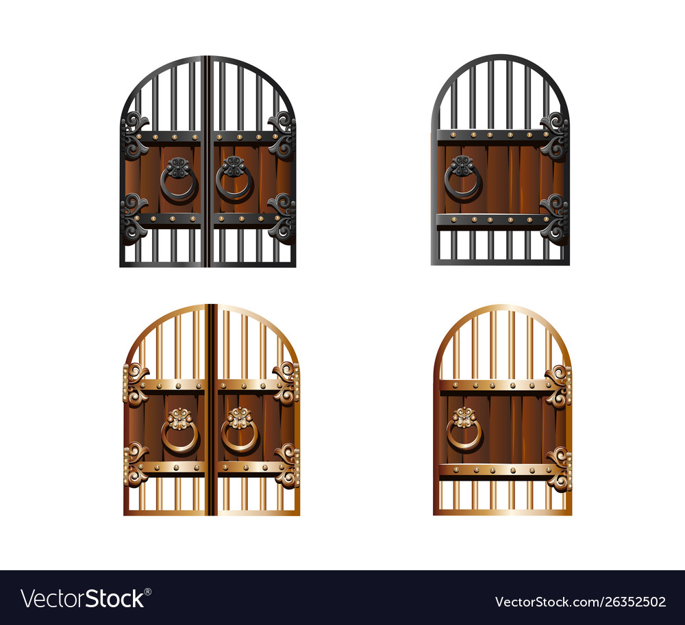 Ancient gate set Royalty Free Vector Image - VectorStock