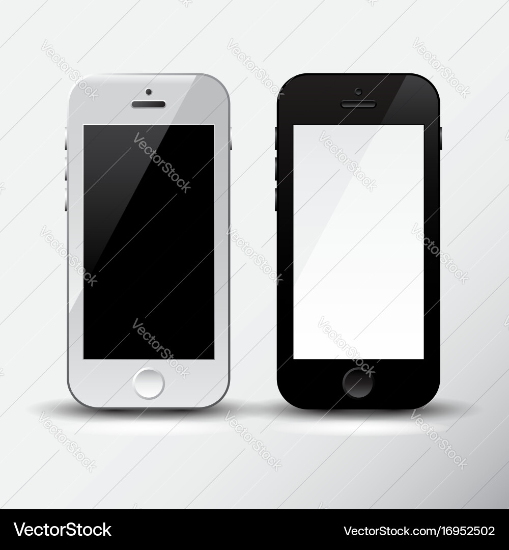 Black and white smart phones template display Vector Image