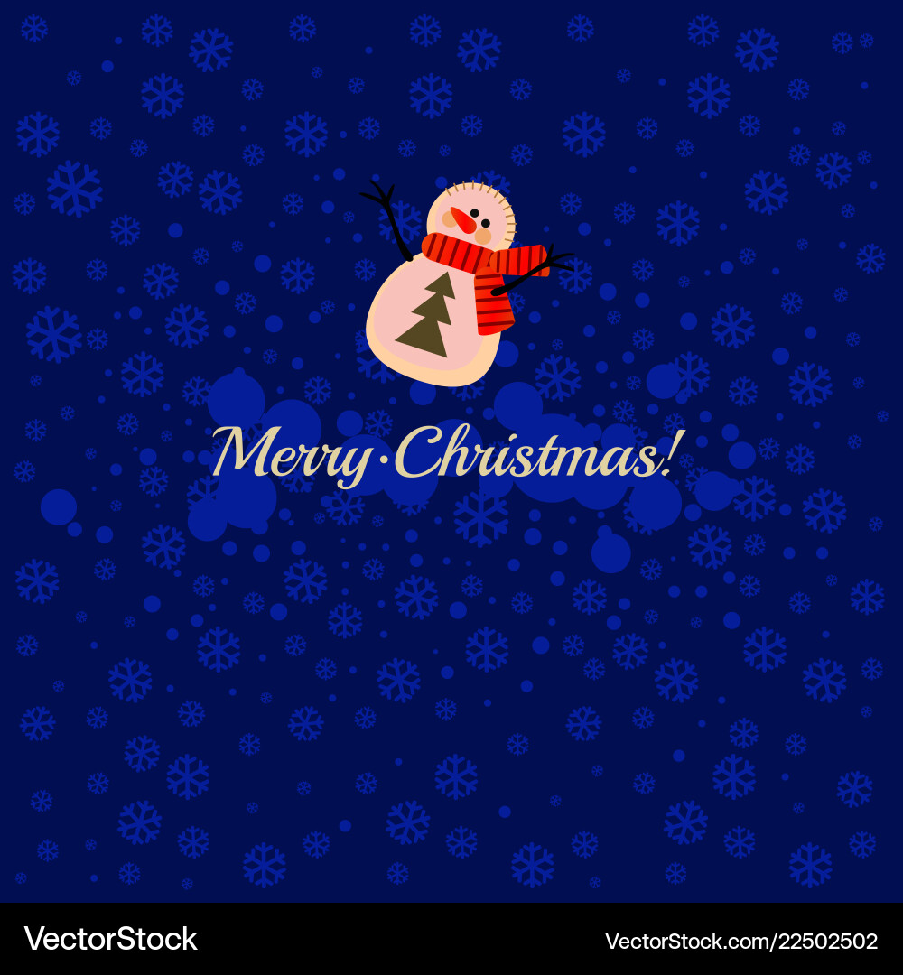 Cartoon snowman on a blue background Royalty Free Vector