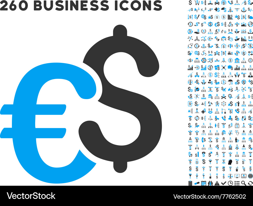 Euro and dollar currency icon with flat set Vector Image