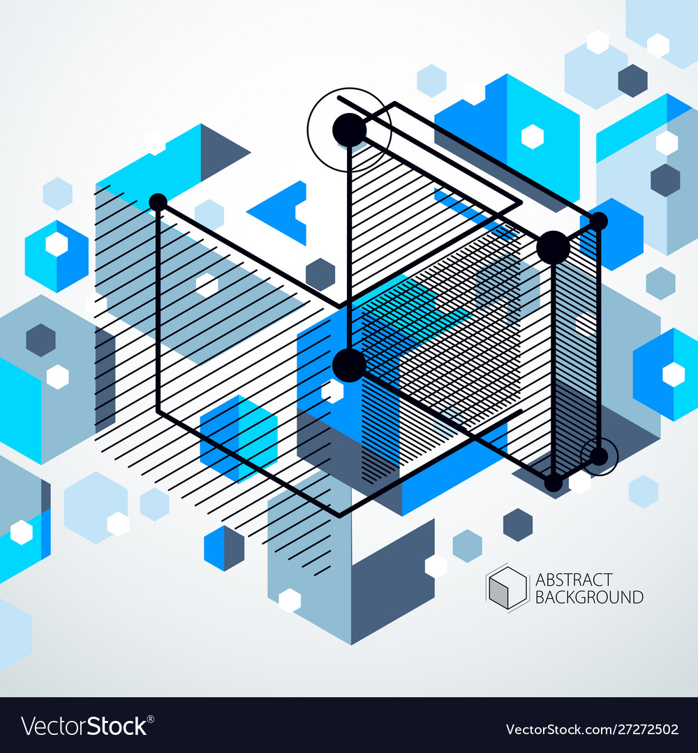 Geometric technology blue drawing 3d technical Vector Image