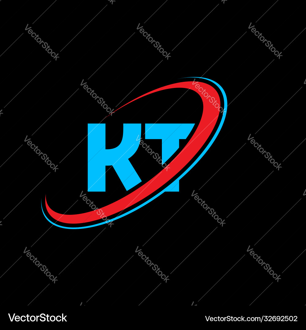 Kt k t letter logo design initial letter Vector Image
