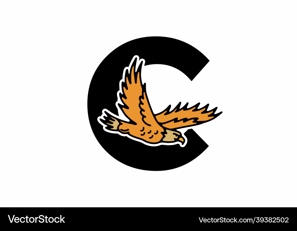 Line art of flying eagle with c initial letter Vector Image