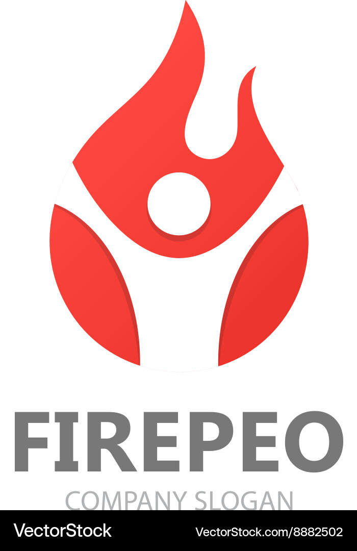 Logo combination of a man and fire flame Vector Image