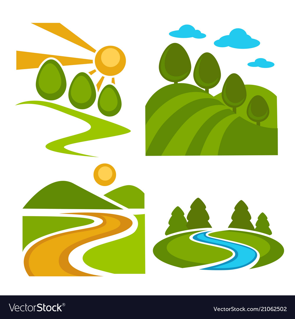 Nature landscape backgrounds set Royalty Free Vector Image