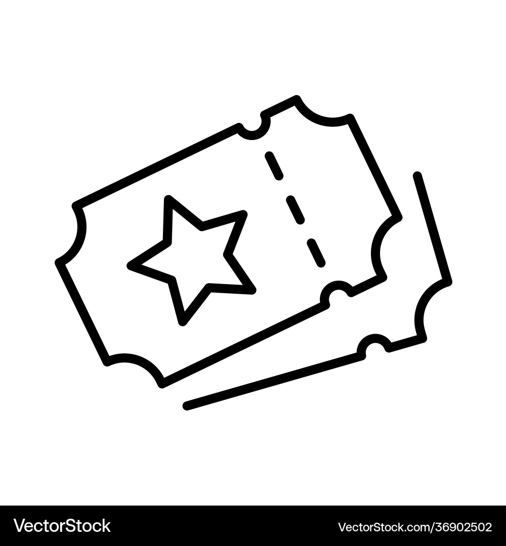 Simple monochrome ticket icon with star logo Vector Image