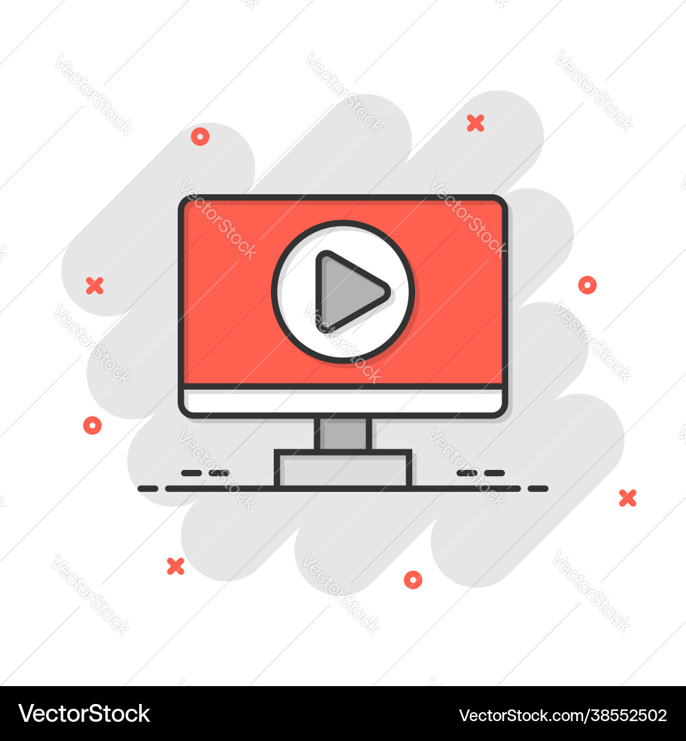 Tv screen icon in comic style video cartoon Vector Image