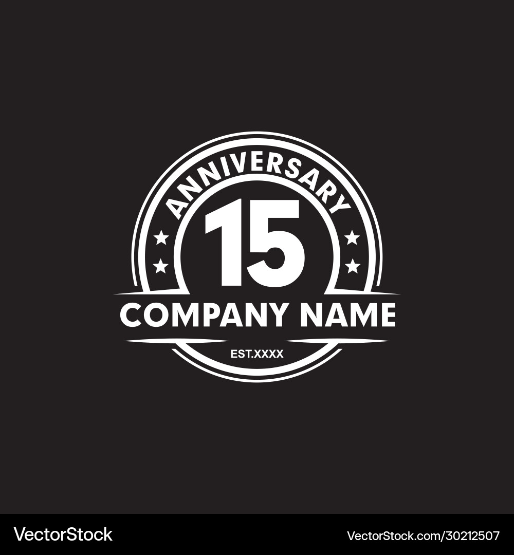 15th year anniversary emblem logo design template Vector Image