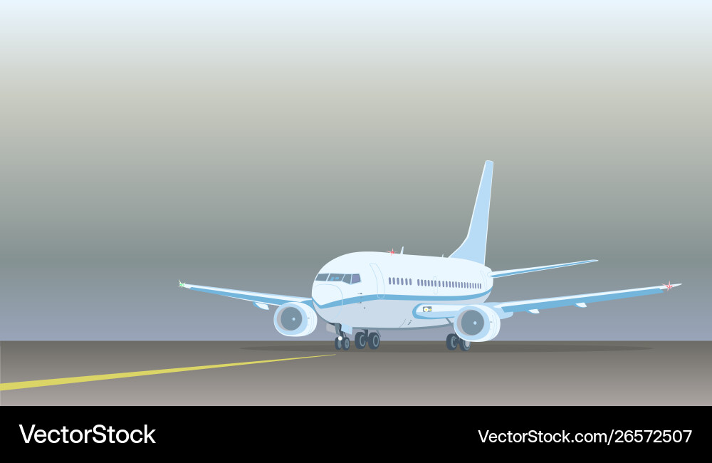 Commercial jet airplane on runway Royalty Free Vector Image