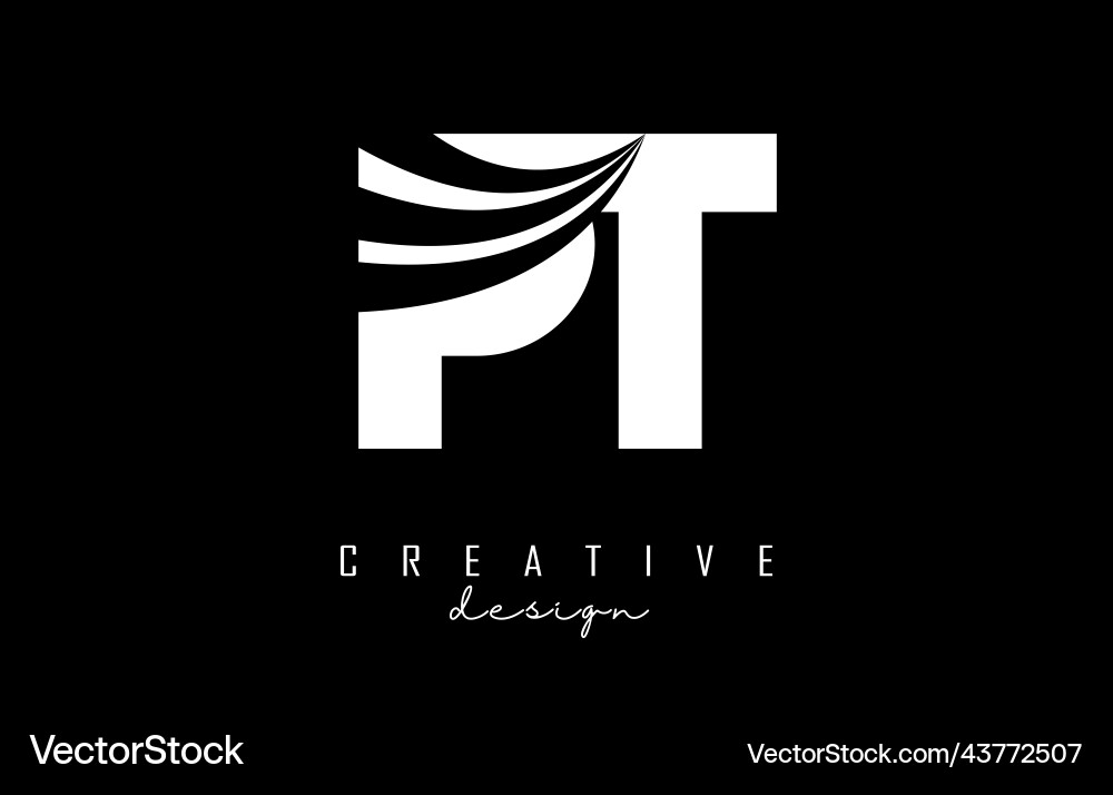 Creative white letters pt p t logo with leading Vector Image