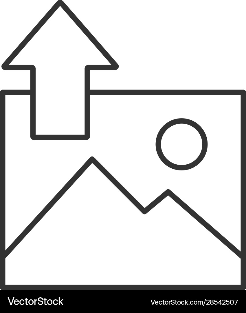 Digital image uploading linear icon Royalty Free Vector