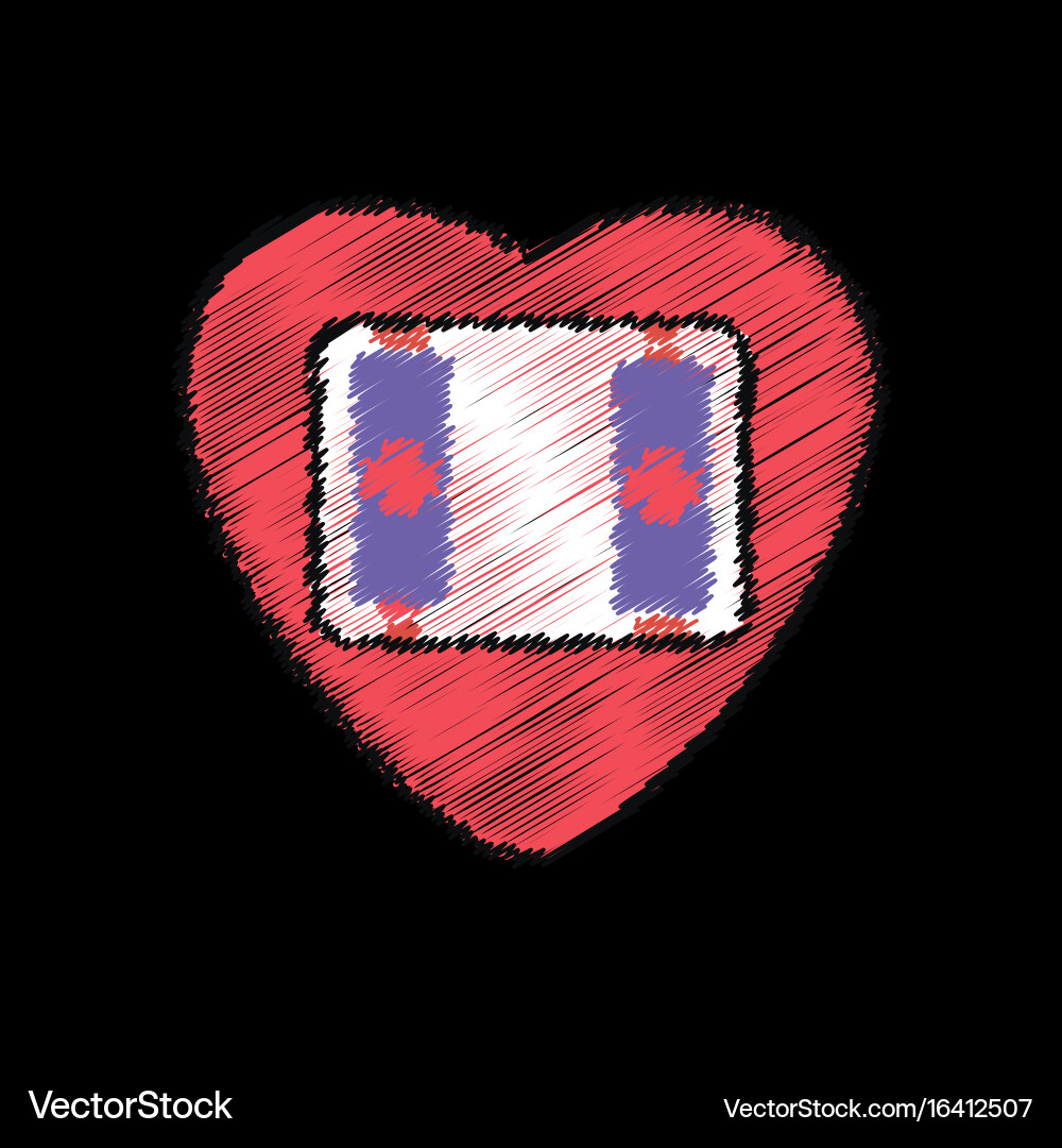 Flat shading style icon heart icon with a battery Vector Image