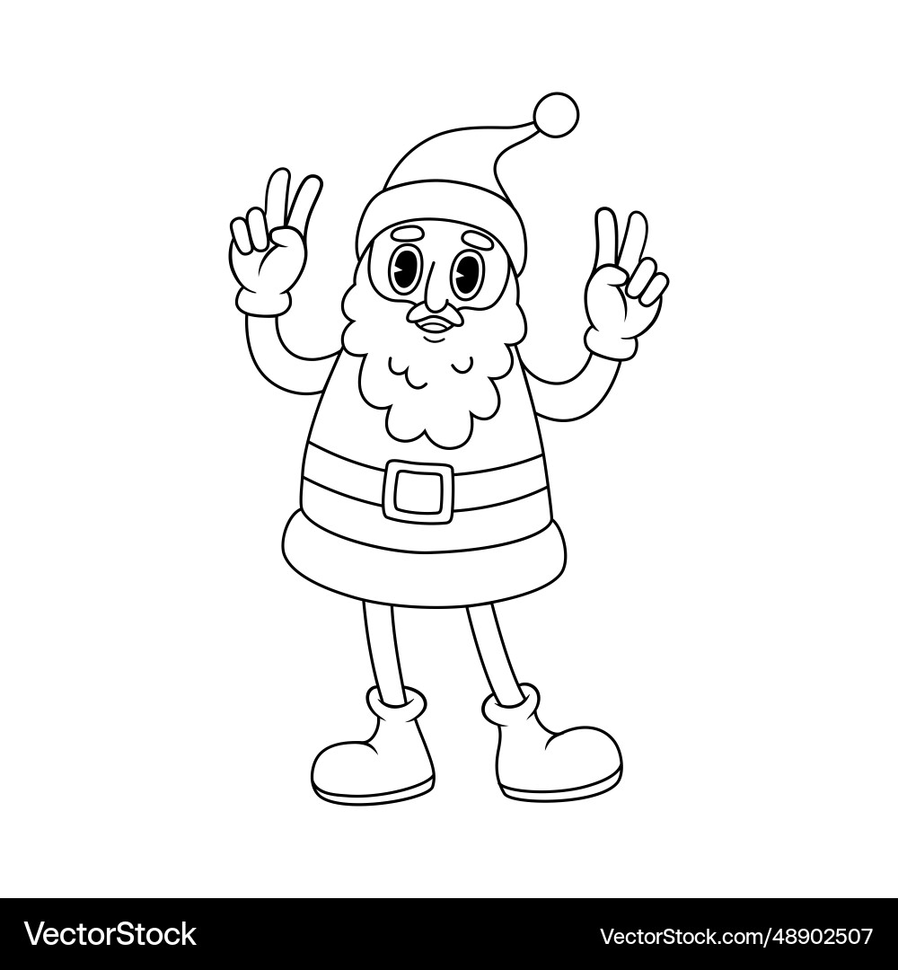 Groovy retro santa claus Royalty Free Vector Image