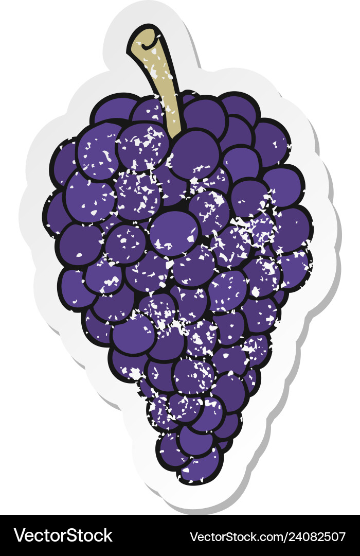Retro distressed sticker a cartoon grapes Vector Image
