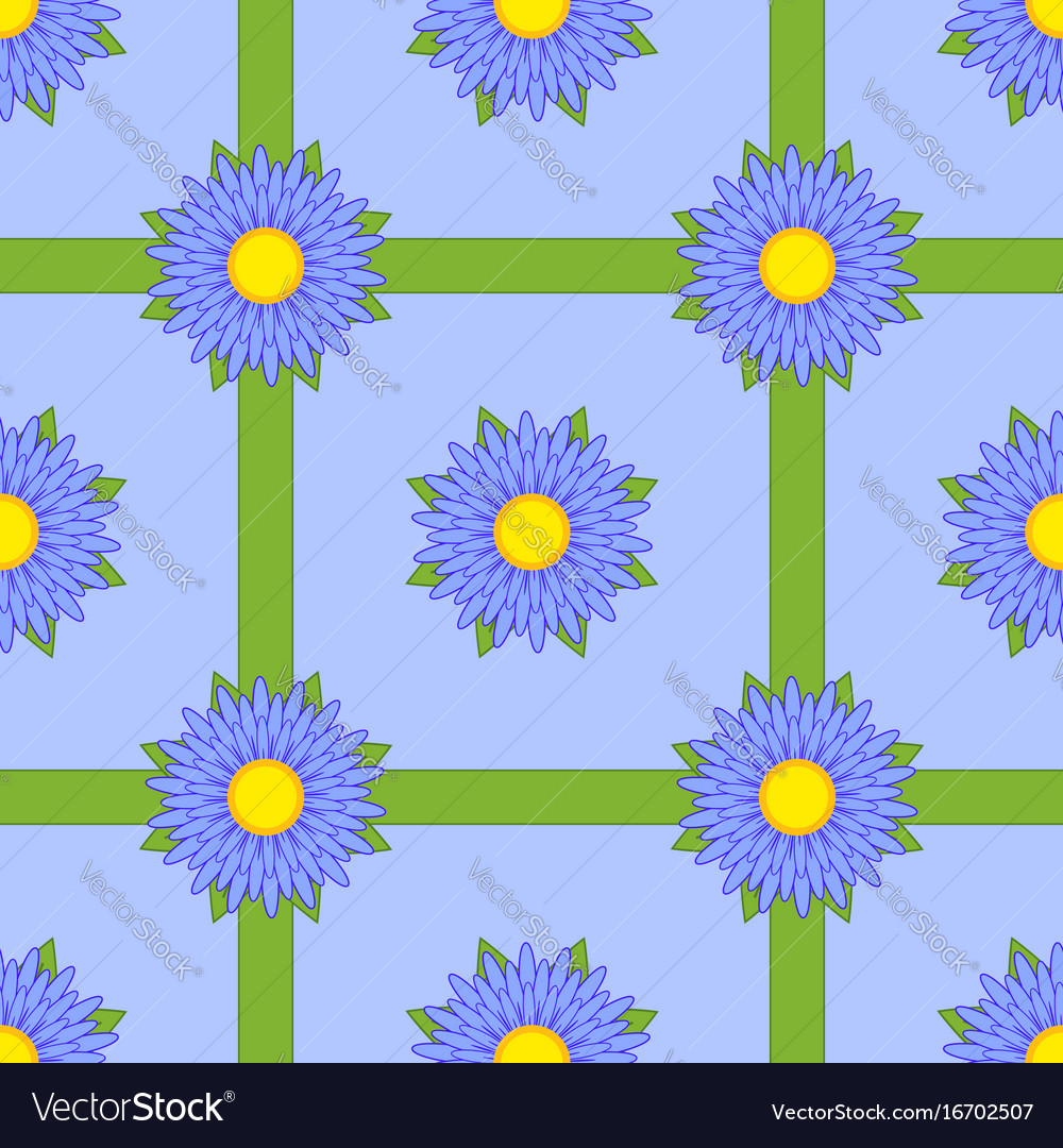 Seamless pattern of blue flowers with green Vector Image