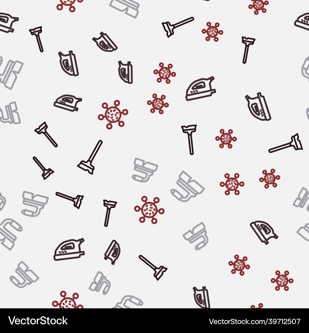 Set line mop electric iron brush for cleaning Vector Image