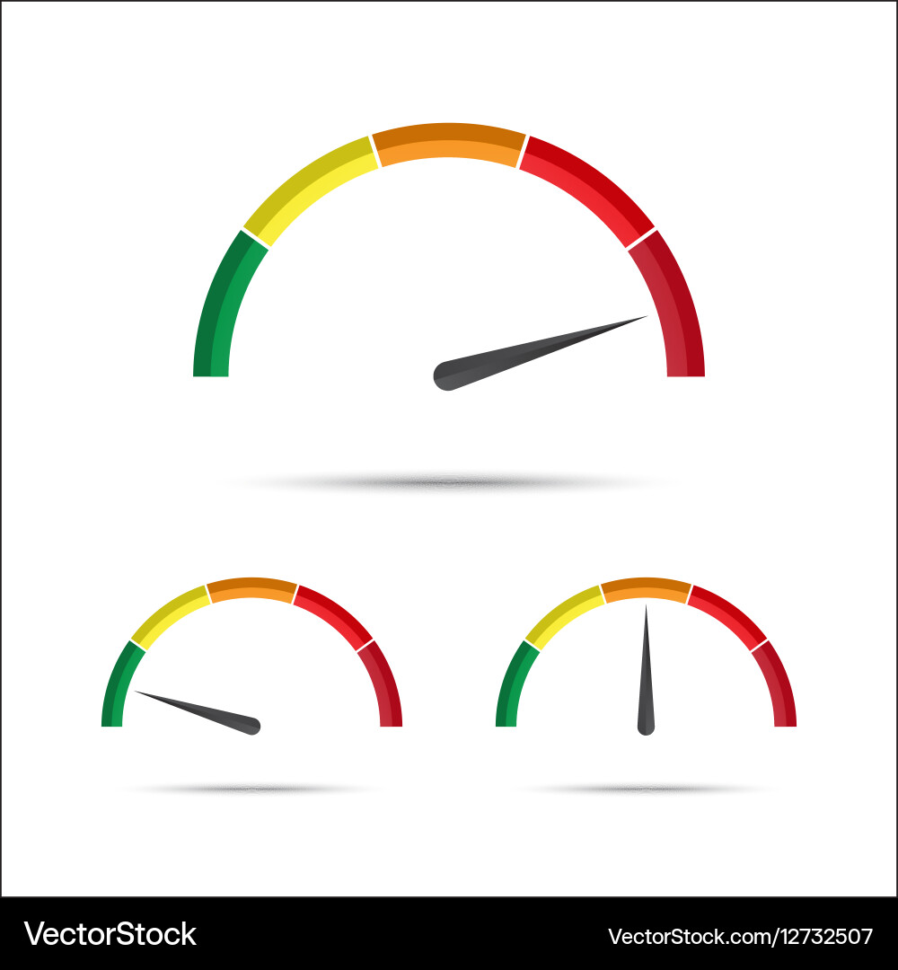 Set of simple tachometer with indicator in red Vector Image