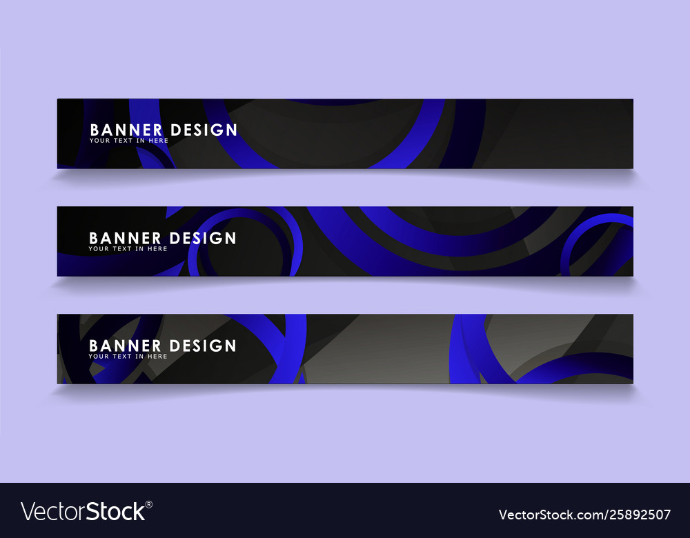 Set rectangular banners with background dark Vector Image