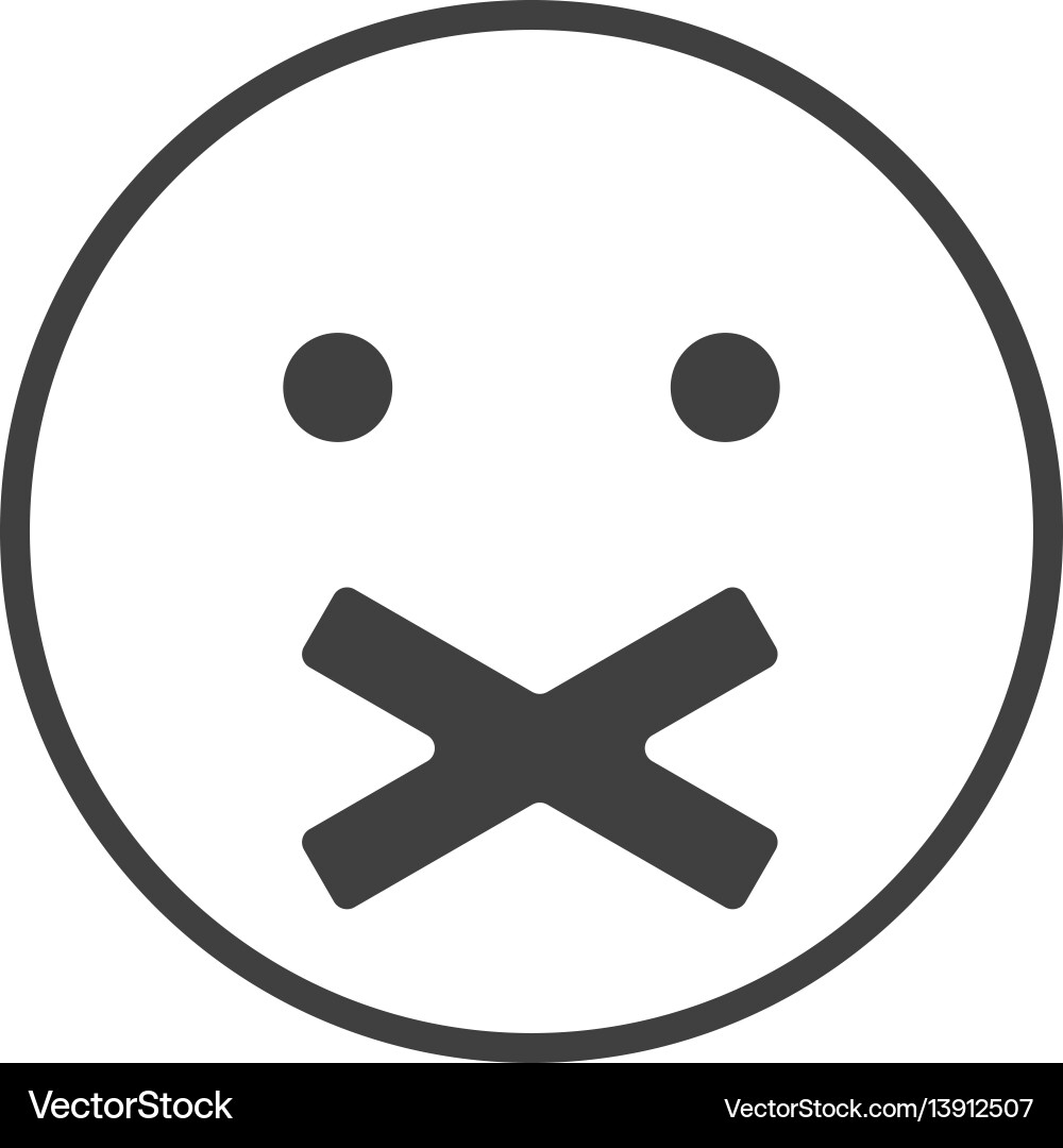 Silence icon face with crossed mouth Royalty Free Vector