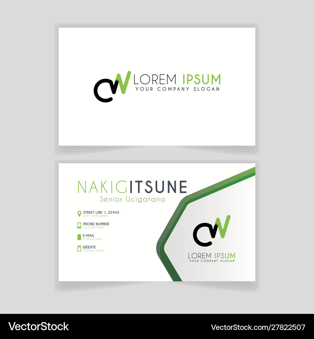 Simple business card with initial letter cw Vector Image